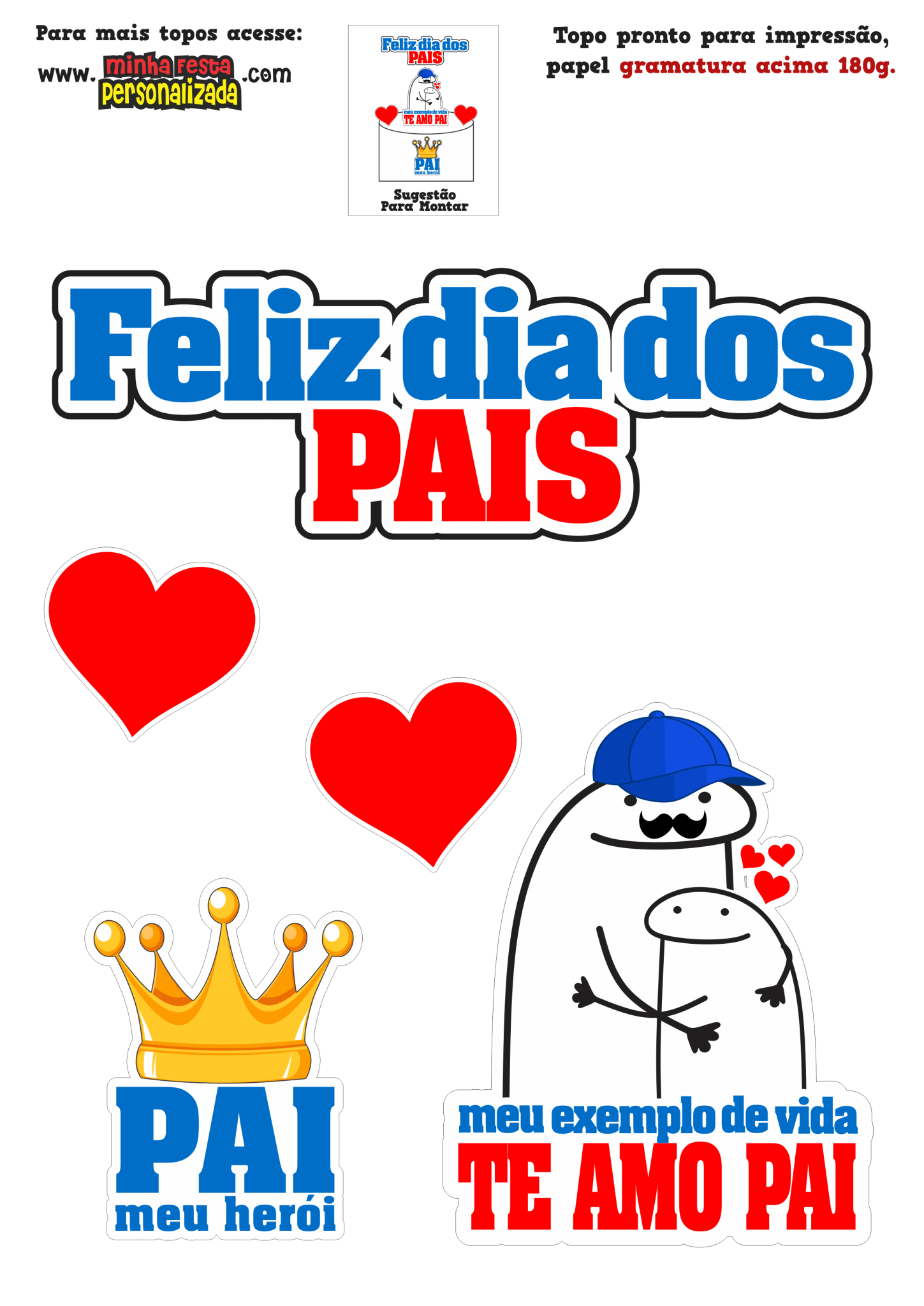 Topo De Bolo Flork Dia Dos Pais Modelo 03 E 04
