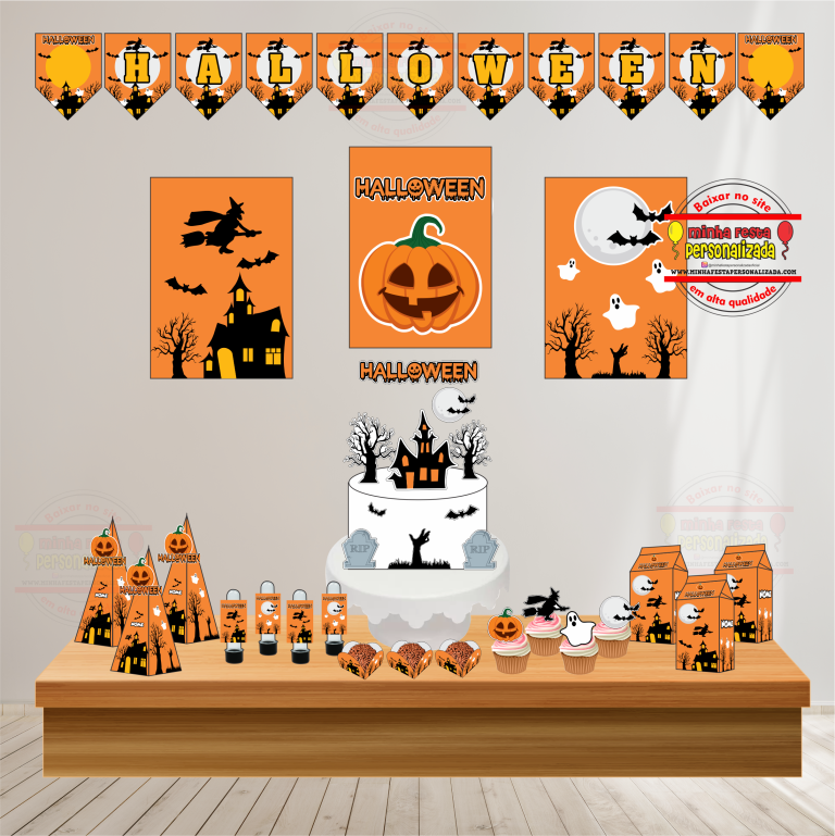 Kit festa Halloween completo pronto para imprimir