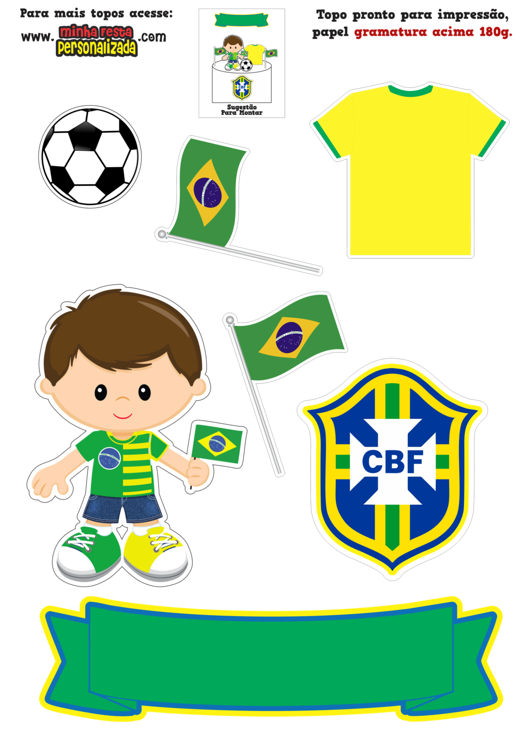 Topo de bolo brasil modelo 01
