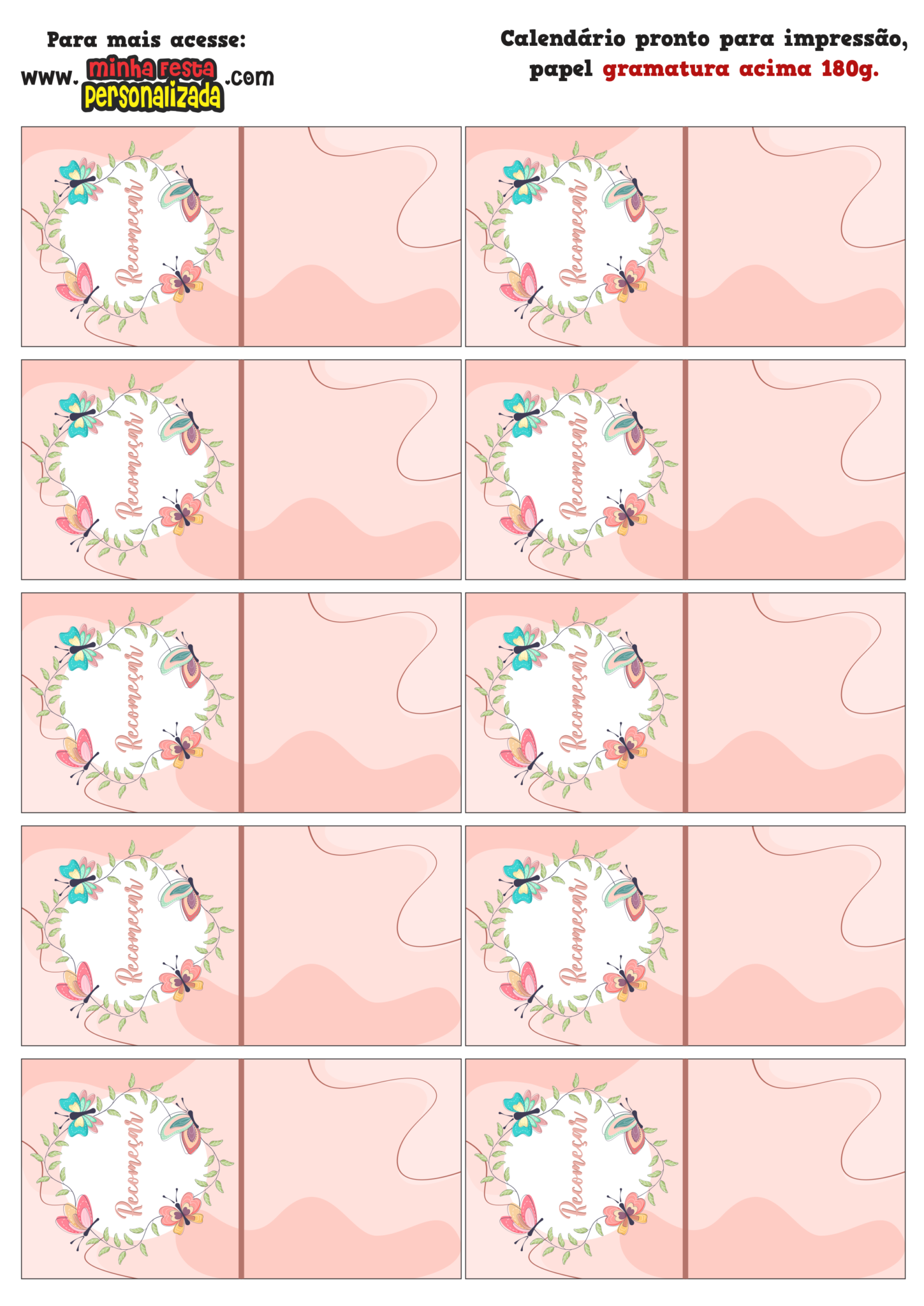 Mini Calendário Personalizado Modelo 01