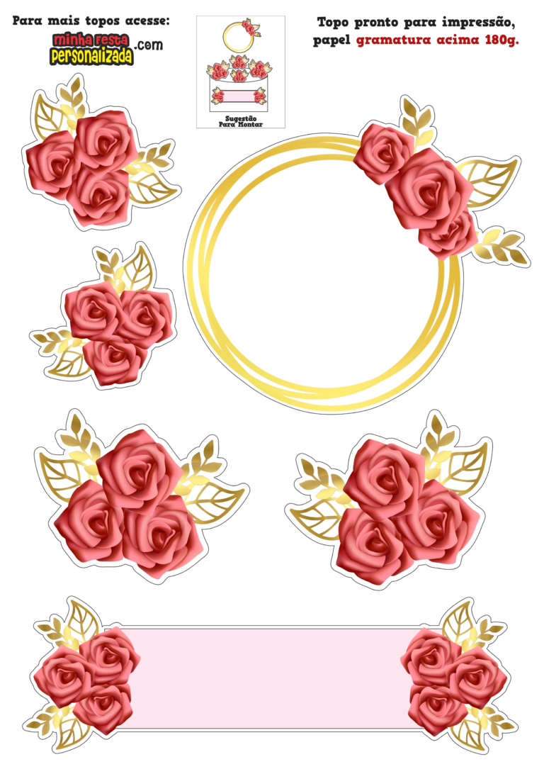 Topo de bolo flores modelo 01 e 02