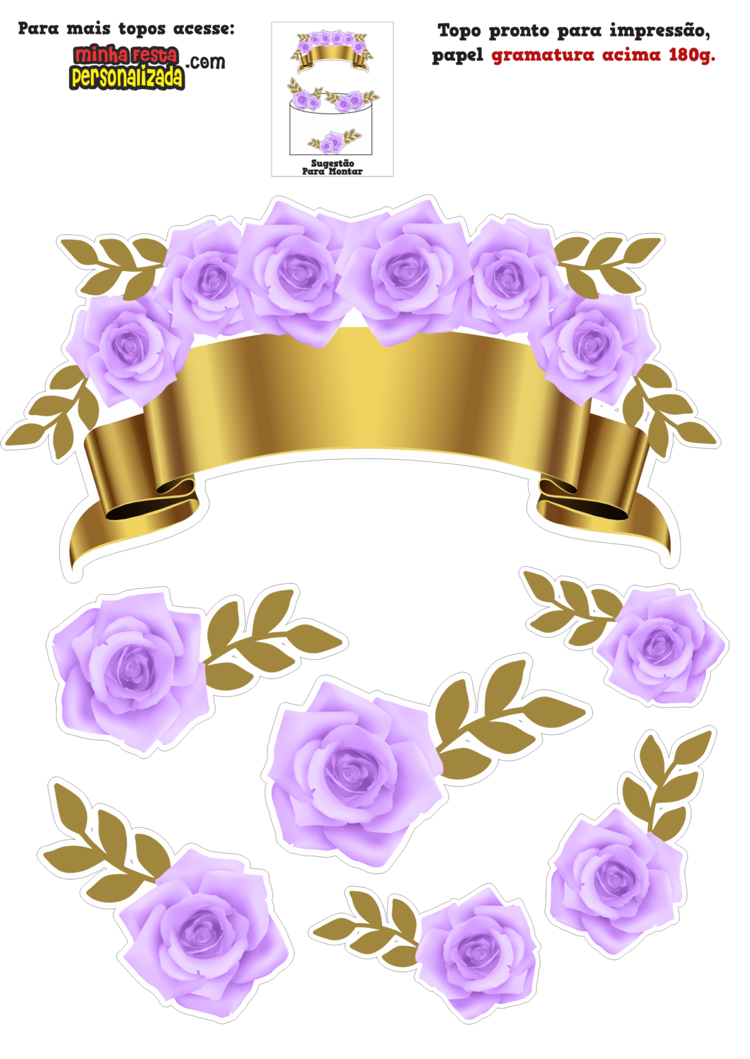Topo de bolo flores modelo 03 e 04
