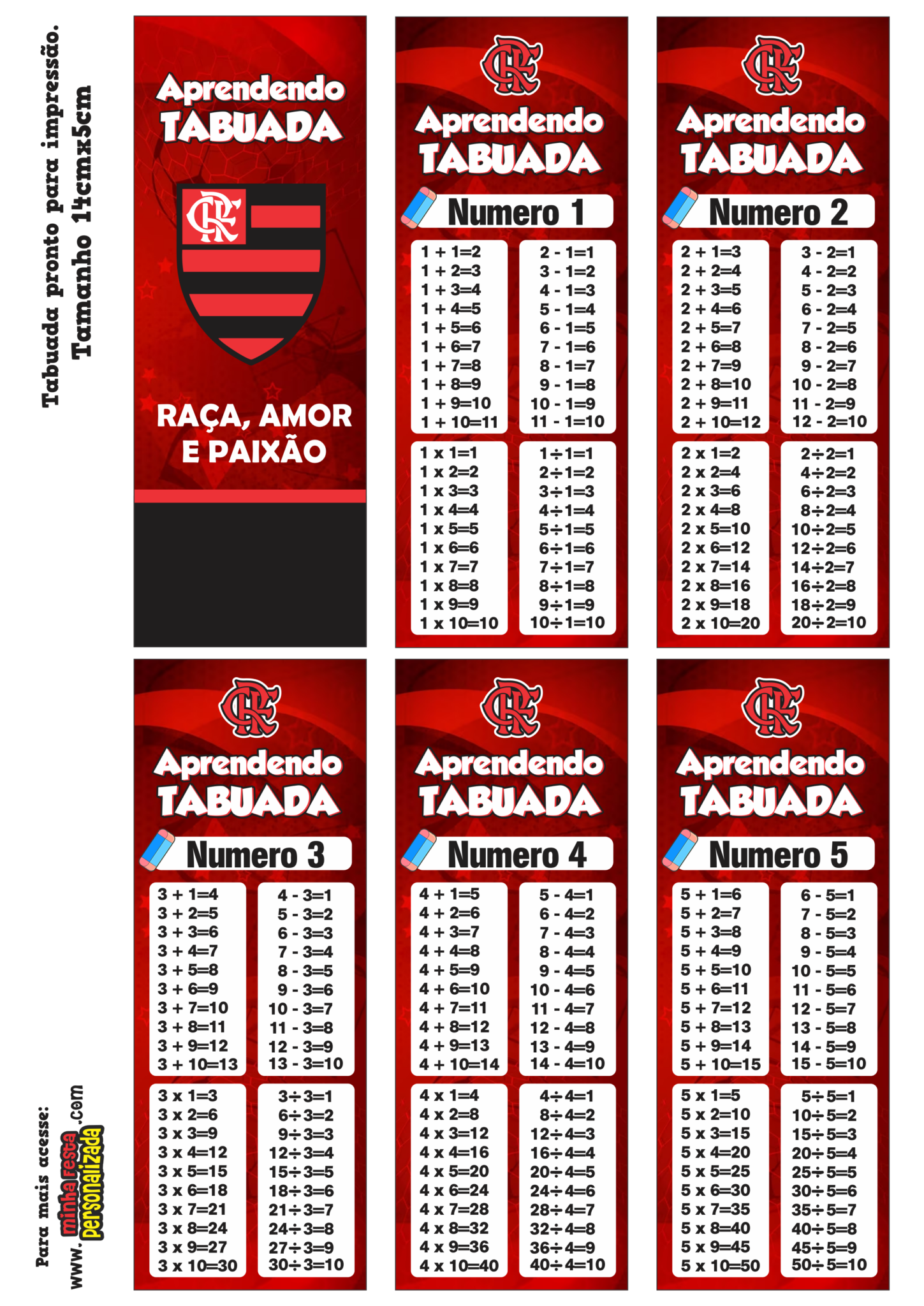 Tabuada Personalizada Flamengo