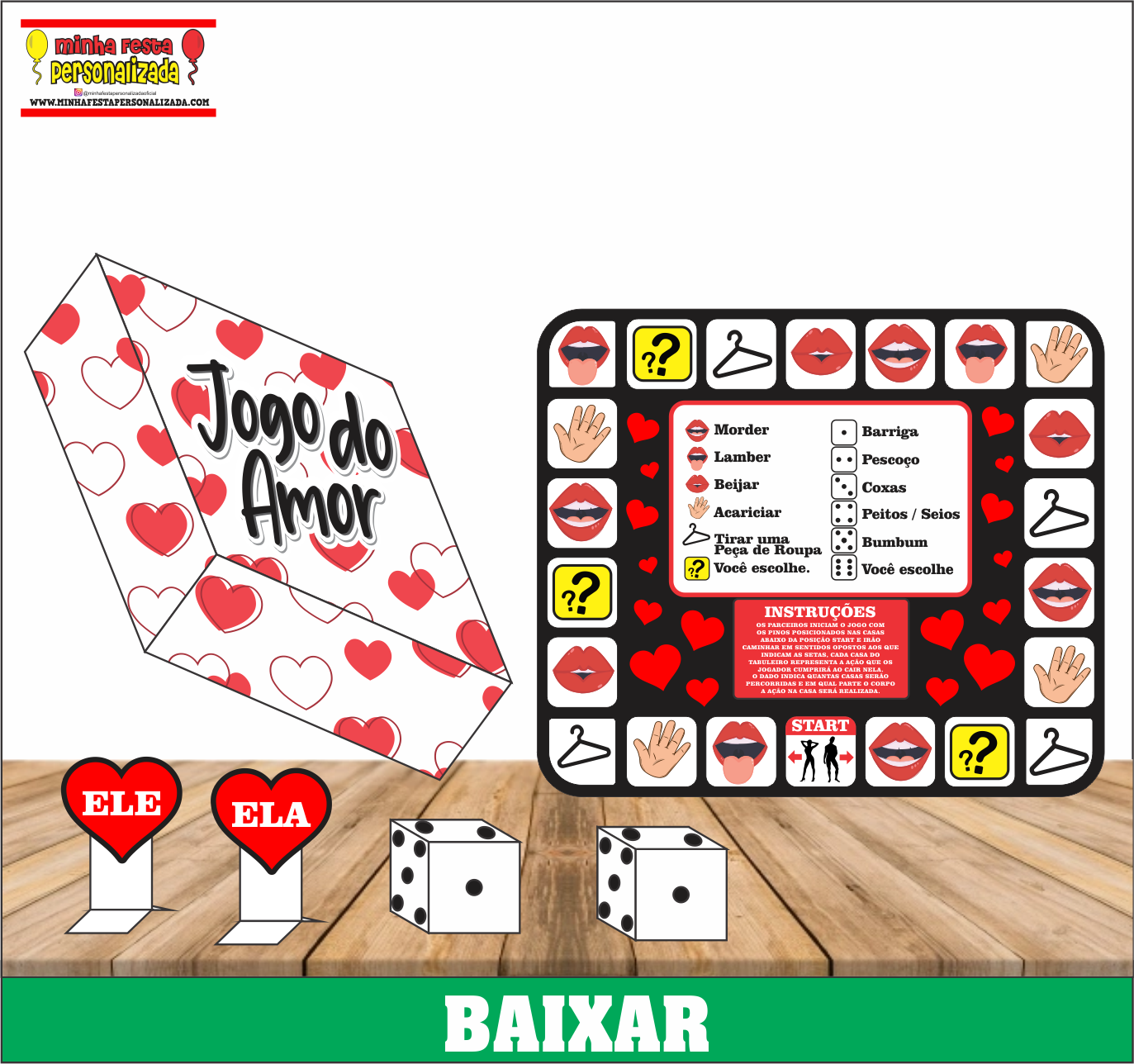 Jogo do Amor Dia dos Namorados Para Imprimir Gratuito