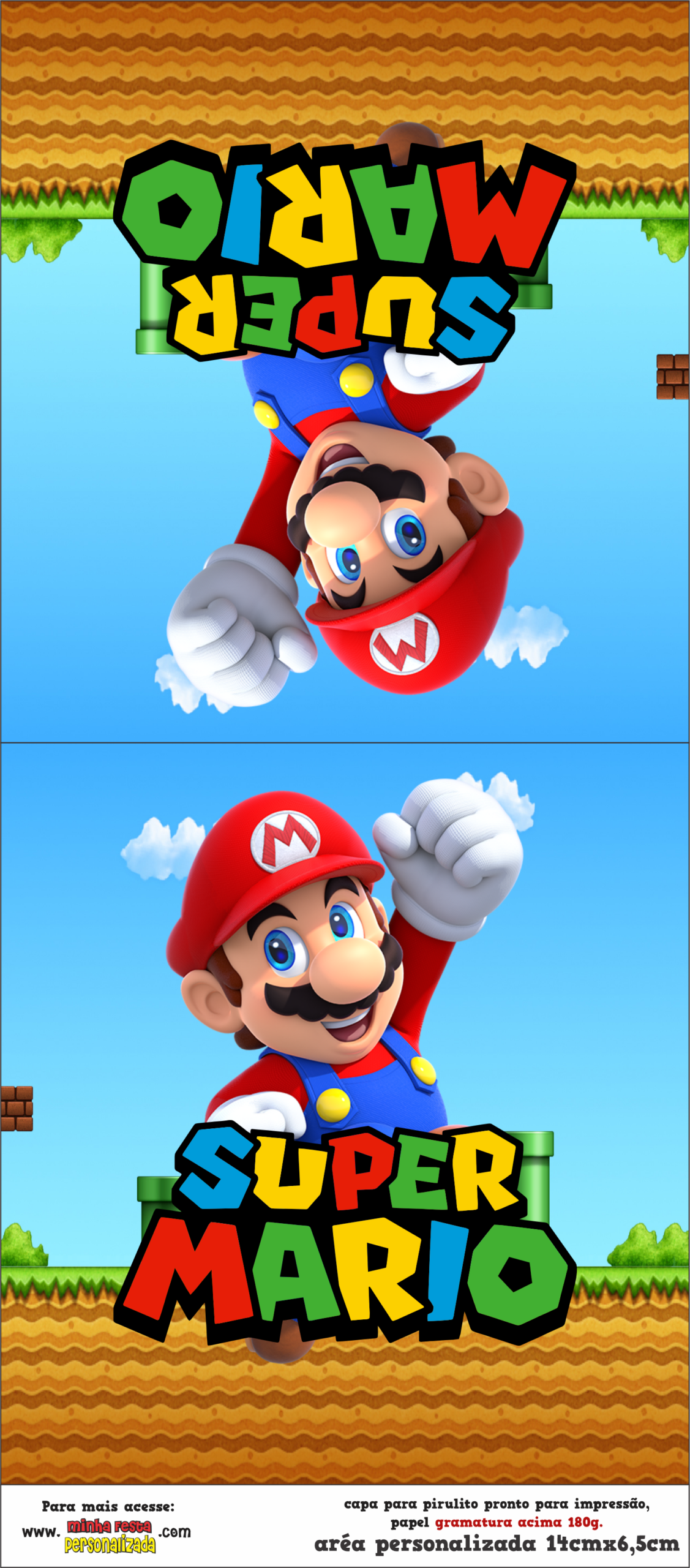 Capa de pirulito Mario Bros Para Imprimir